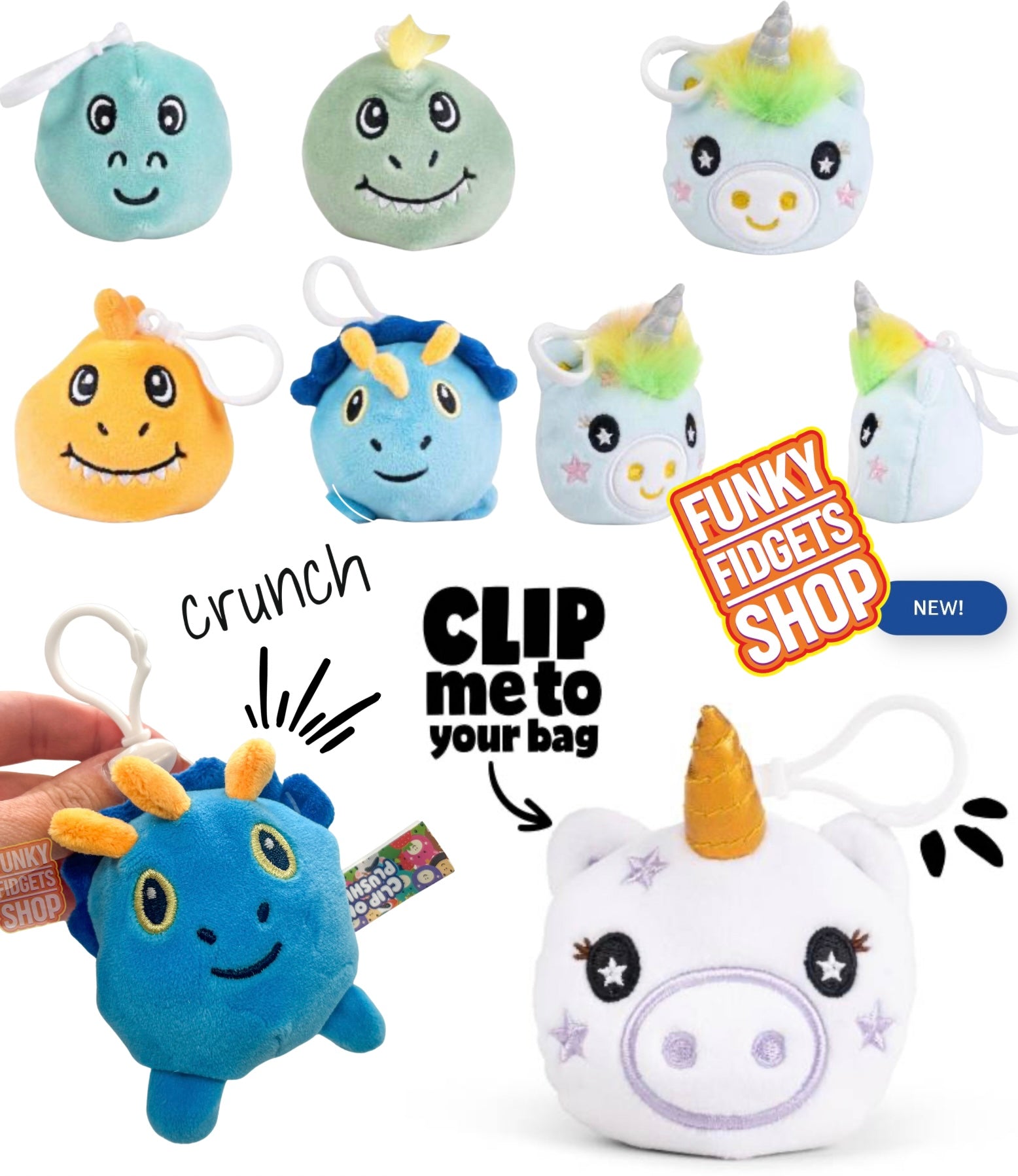 Crunchy Clip & Cuddle Plush Keyrings – FunkyFidgetsShop